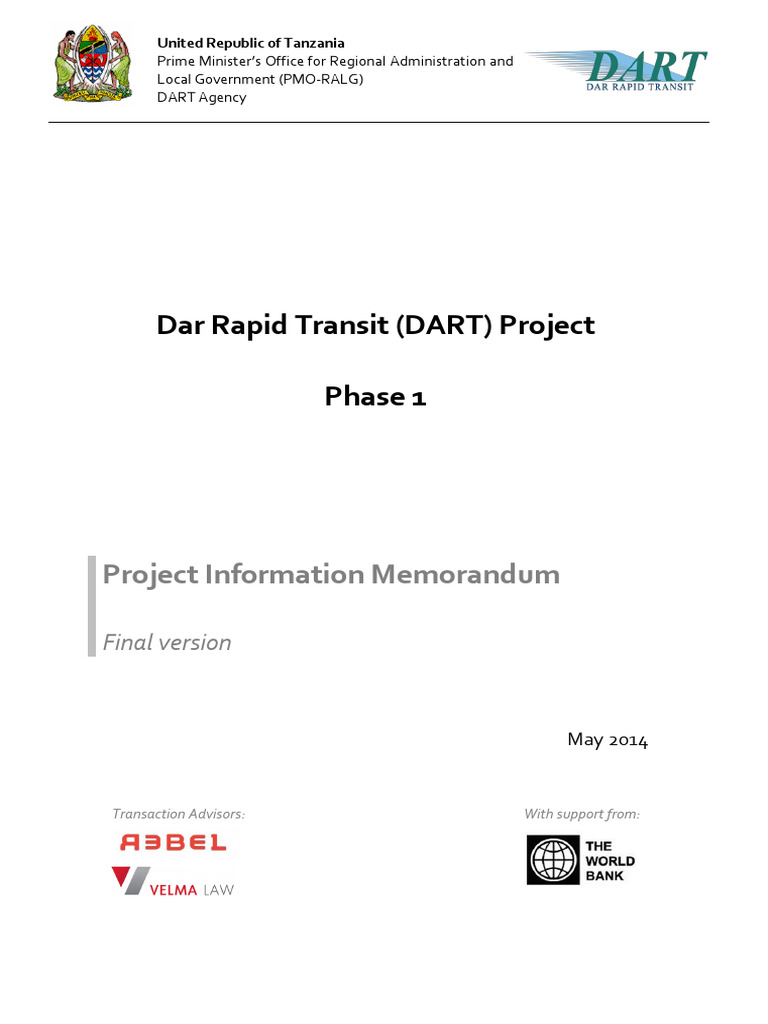 Dar Rapid Transit (DART) Project Phase 1 | PDF | Tanzania | Public ...