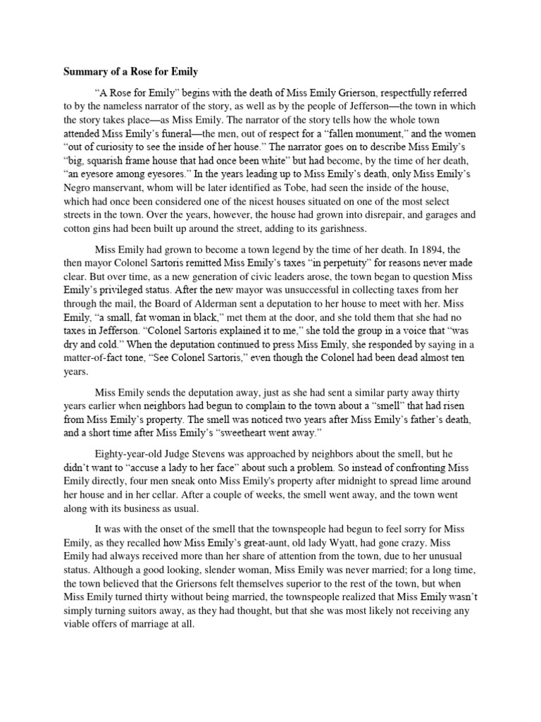 Summary of A Rose For Emily 2 | PDF