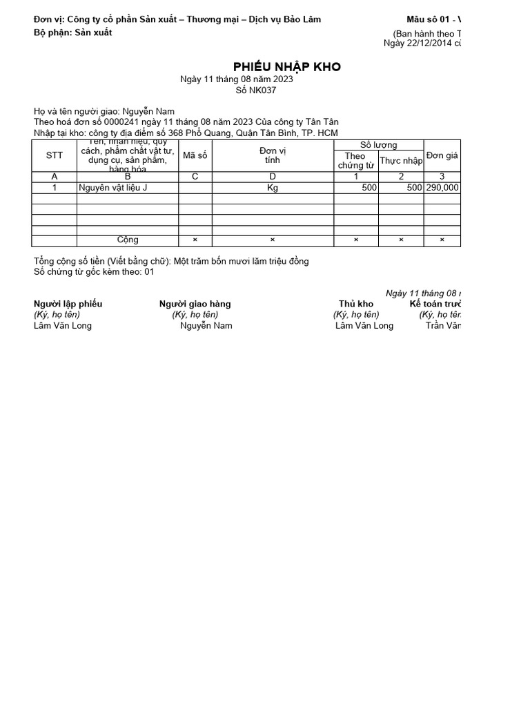 7-Bieu Mau 2 - Chung Tu - Ke Toan Hang Ton Kho | PDF