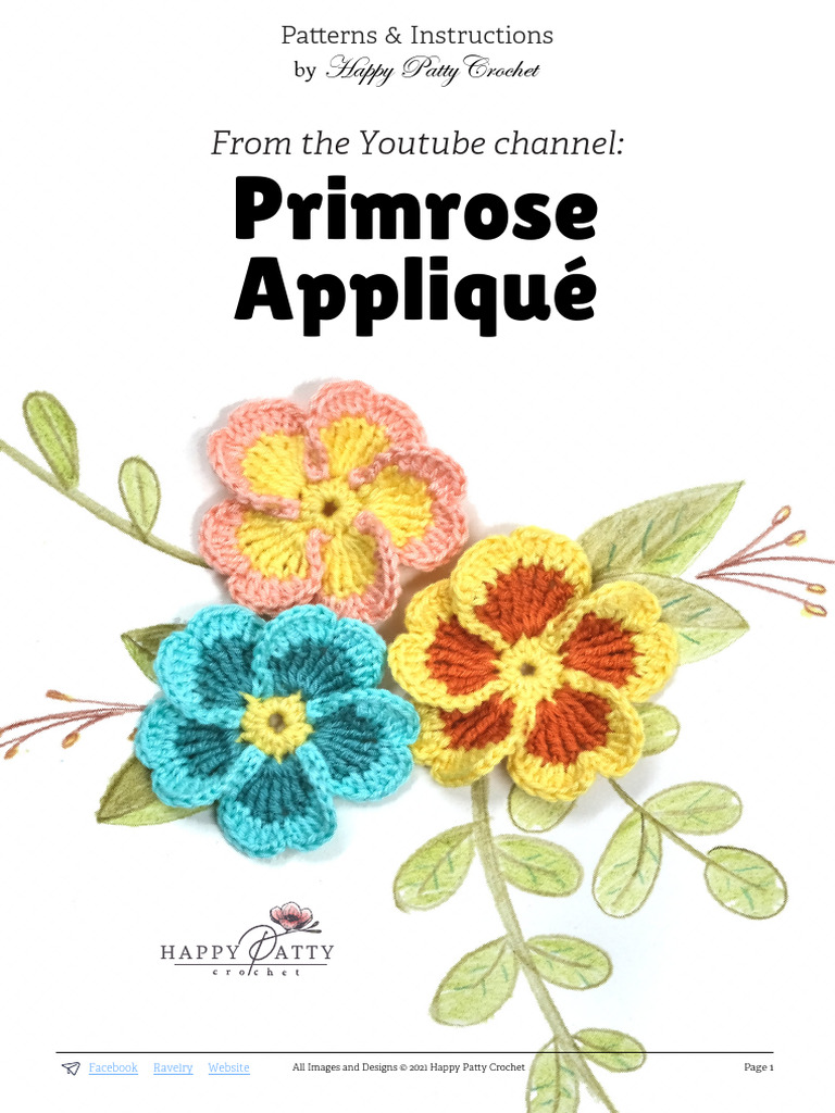 Primrose Applique YT by Happy Patty Crochet | PDF | Crochet | Textiles