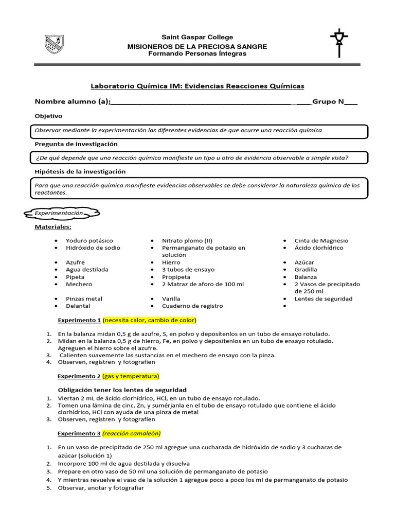 Evidencias de Reacciones Químicas | PDF | Precipitación (Química ...