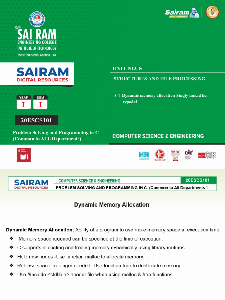 54 Dynamic Memory Allocation Singly Linked List Typedef Pdf Pointer Computer 8056
