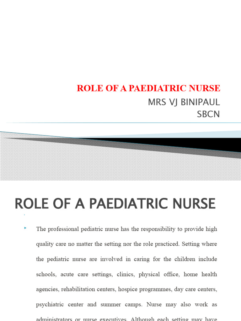 Role Of A Paediatric Nurse Pdf Nursing Clinical Psychology