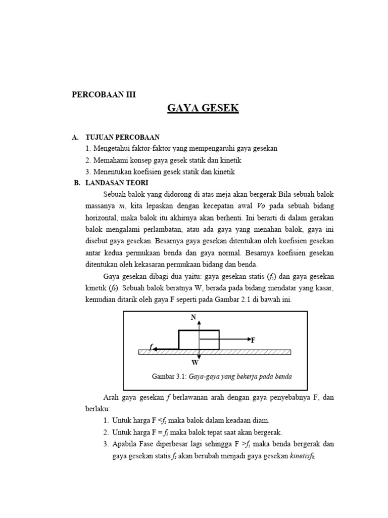 Modul Gaya Gesek | PDF