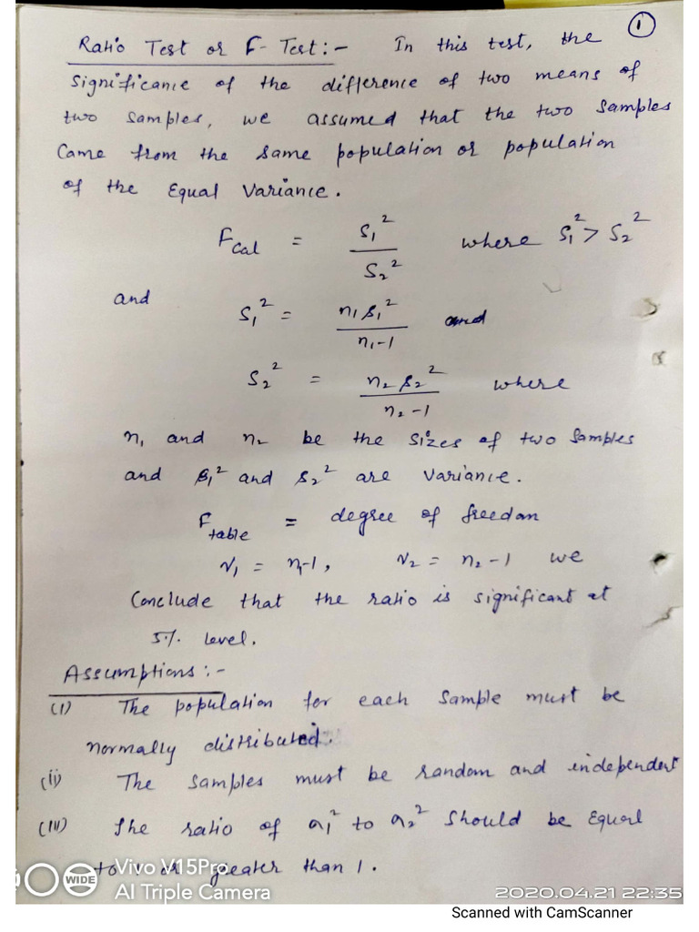 F Test Numerical and | PDF
