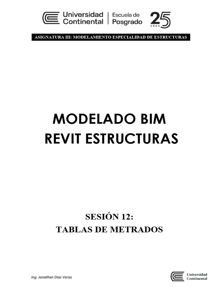 Modelado Bim Revit Estructuras: Sesión 12: Tablas de Metrados | PDF