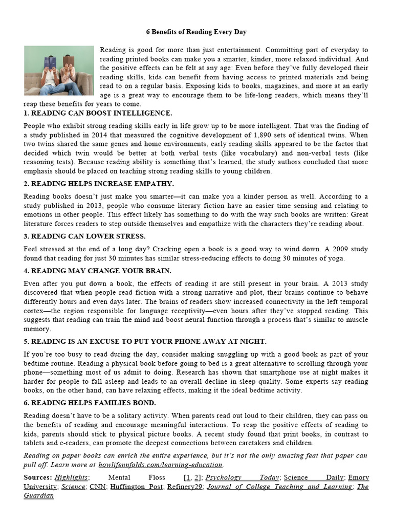 6 Benefits of Reading Every Day | PDF | Empathy | Psychology