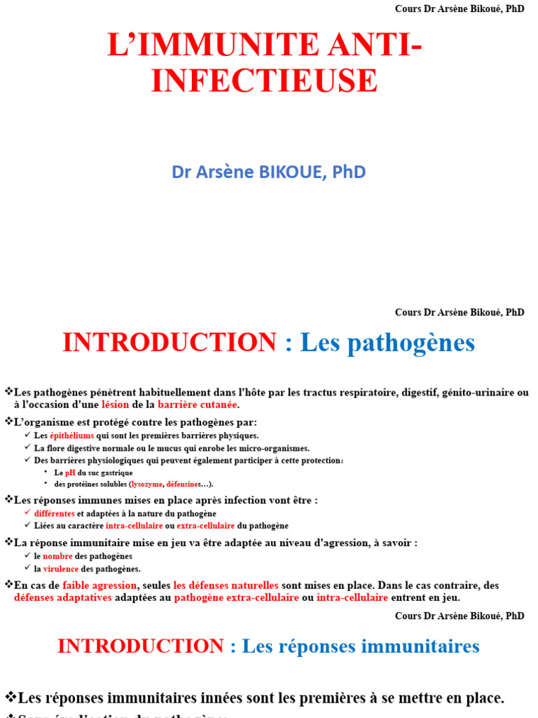 Immunité anti-infectieuse et bactérienne | PDF | Système immunitaire ...