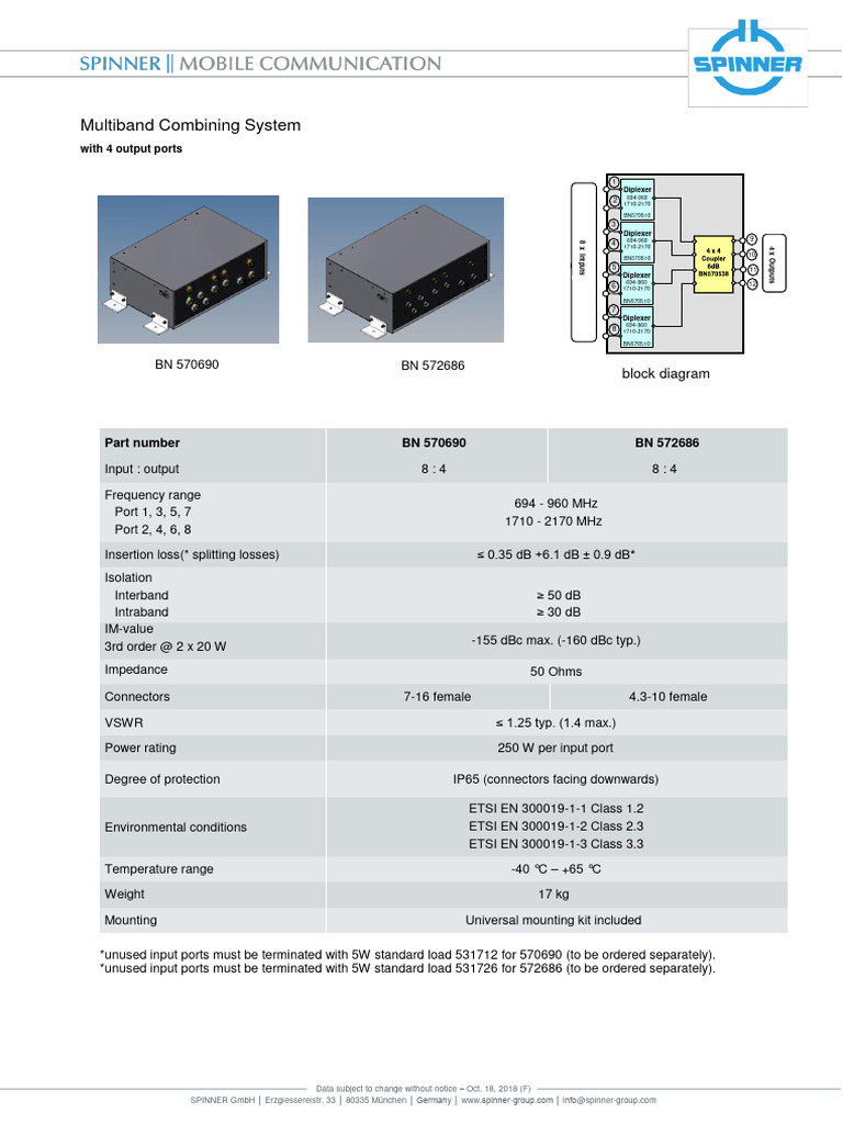 Multiband Combining System: With 4 Output Ports | PDF | Information And ...