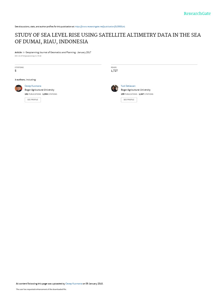 Study of Sea Level Rise Using Satellite Altimetry Data in The Sea of ...