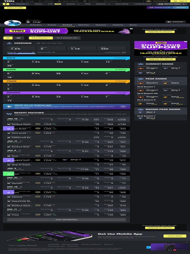 Me 'S Fortnite Ranked Stats - Fortnite Tracker | Download Free PDF ...