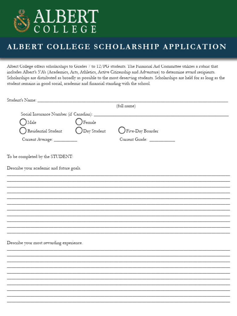 AC Scholarship Fillable PDF With Achievement Rubric | PDF