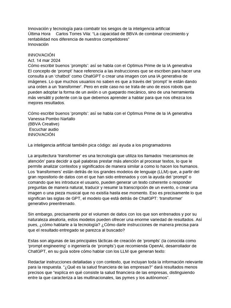 Cómo escribir buenos prompts | PDF | Inteligencia artificial ...