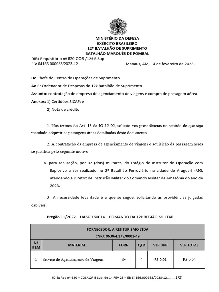 Modelo de DIEx Requisitório | PDF | Militar