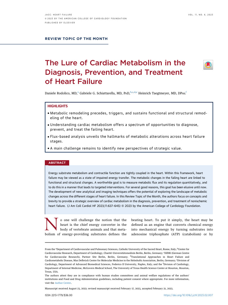 IMPORTANT Cardiac Metabolism Review 2023 | PDF | Nicotinamide Adenine ...