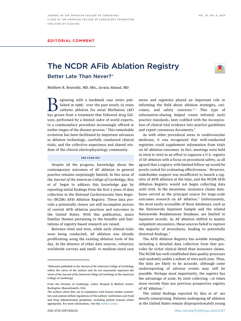 AFib Ablation Registry Edit 2023 | PDF | Clinical Medicine | Medical ...