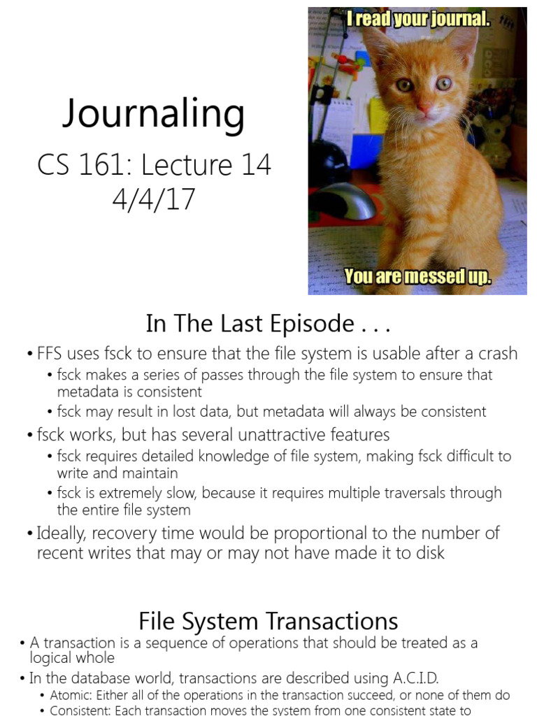 Journaling | PDF | File System | Software Journaling | PDF | File System | Software
