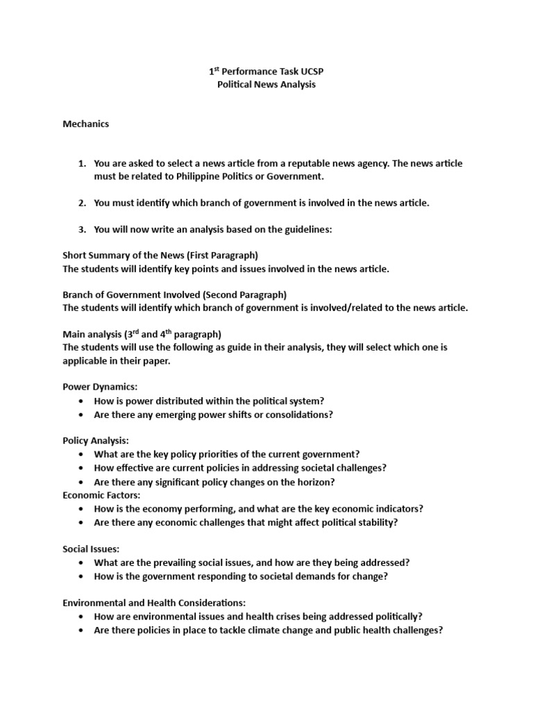 UCSP Political News Task | PDF | Self-Improvement