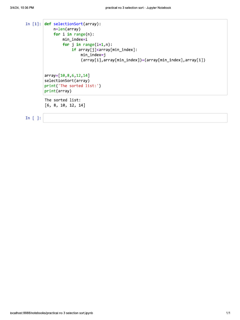 Selection Sort | PDF
