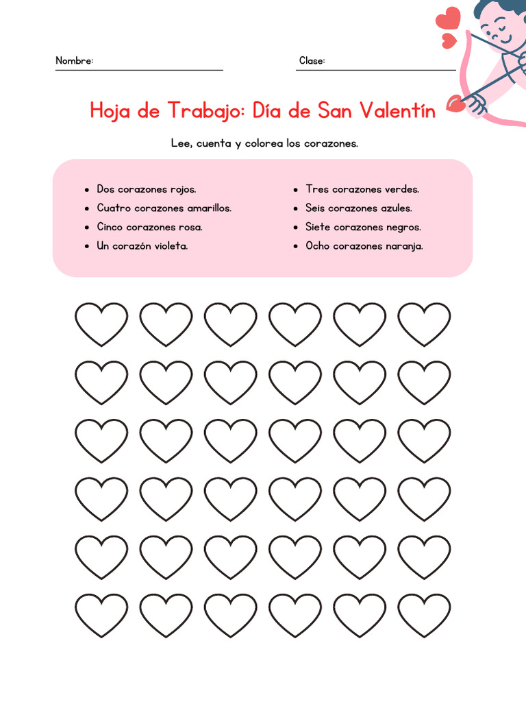 Contar y Colorear Corazones | PDF