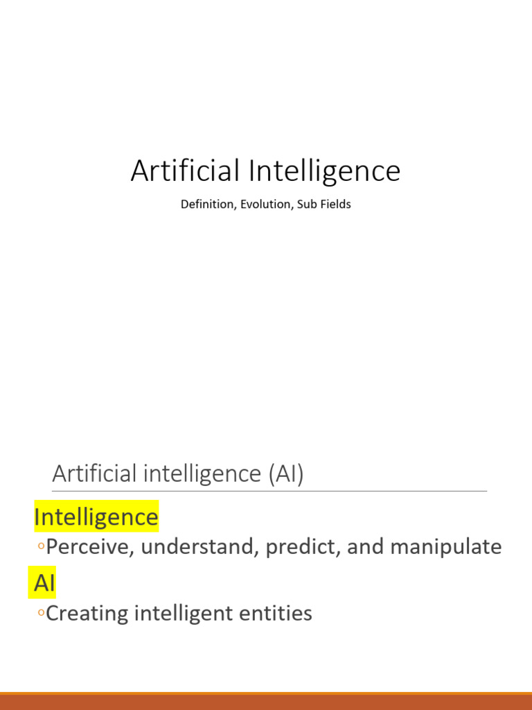 1-AI Definition - Evolution - Sub Fields-04!01!2024 | PDF ...