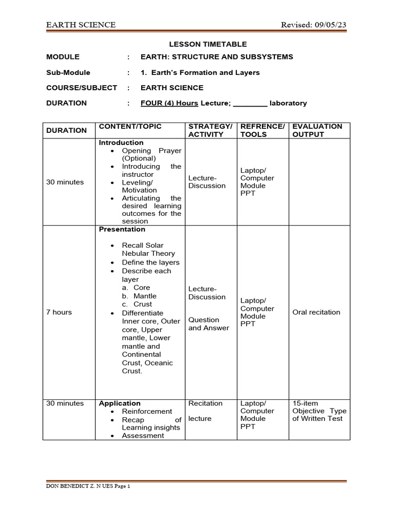 Module 6 Earths Formation and Layers (1) | PDF | Planetary Core | Earth