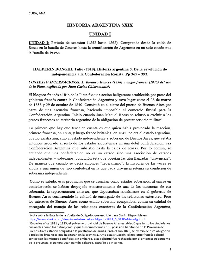 Historia Argentina Sxix U1 | PDF | Buenos Aires | Argentina