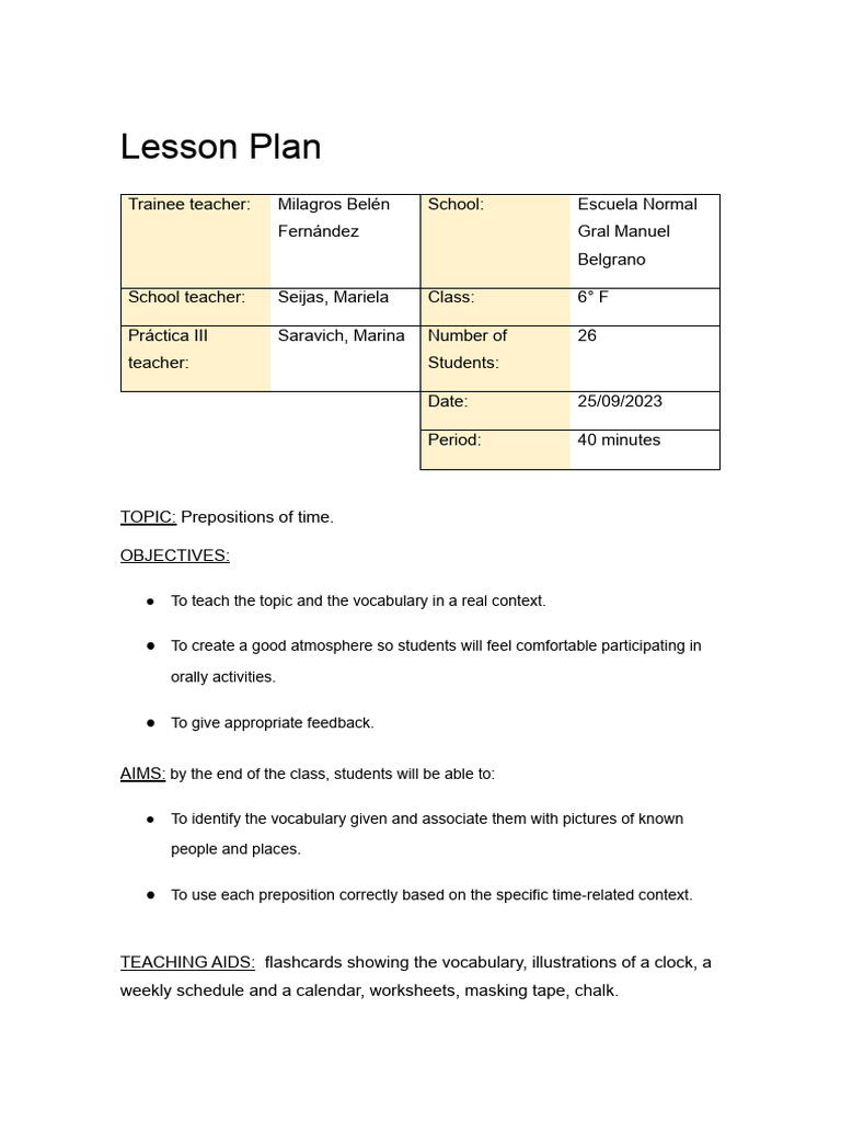 My Lesson Plan | PDF | Flashcard | Linguistics