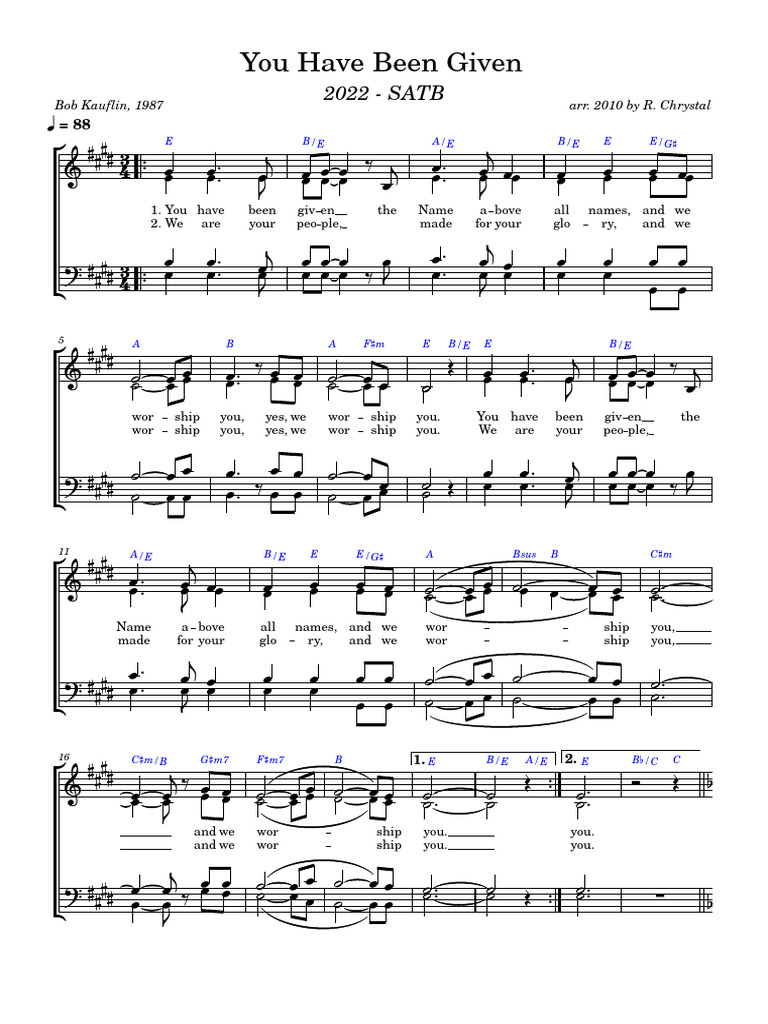You Have Been Given - SATB Arrangement | PDF