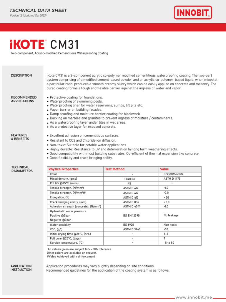 IKOTE CM 31 TDS (11-Oct-2023) | PDF | Concrete | Coating