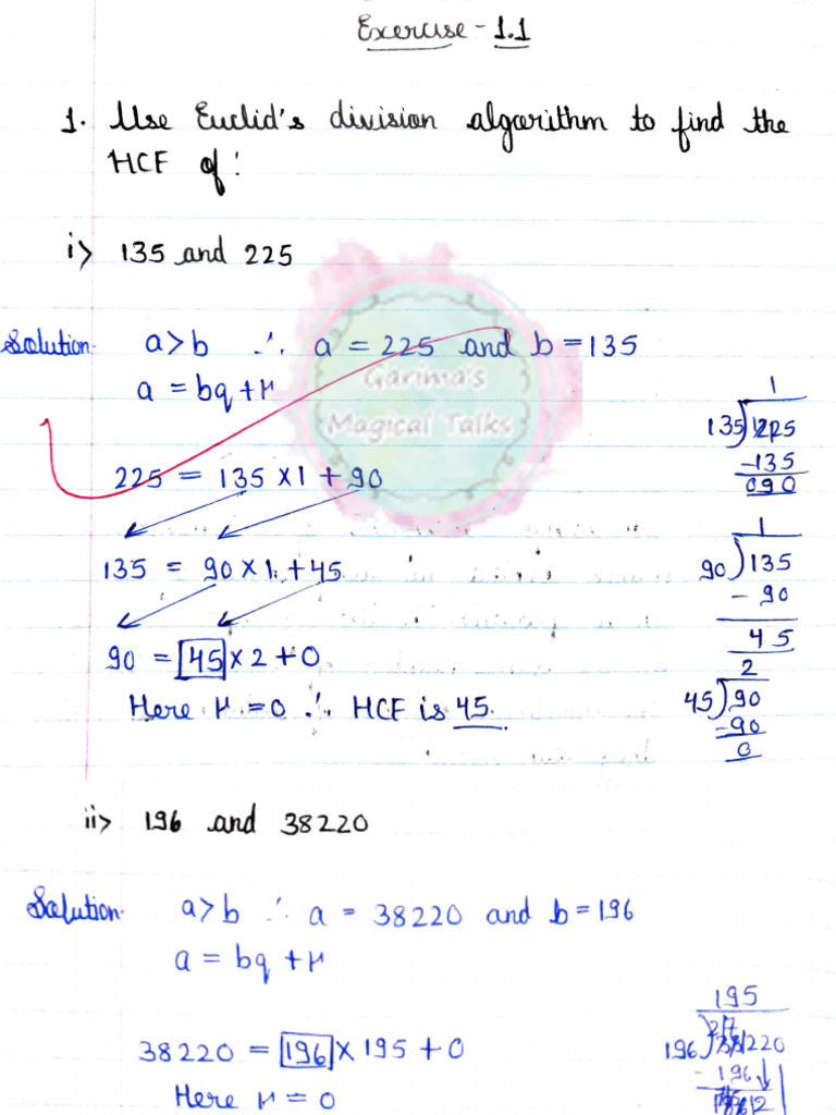 Euclid's Algorithm & HCF/LCM | PDF | Mathematical Notation