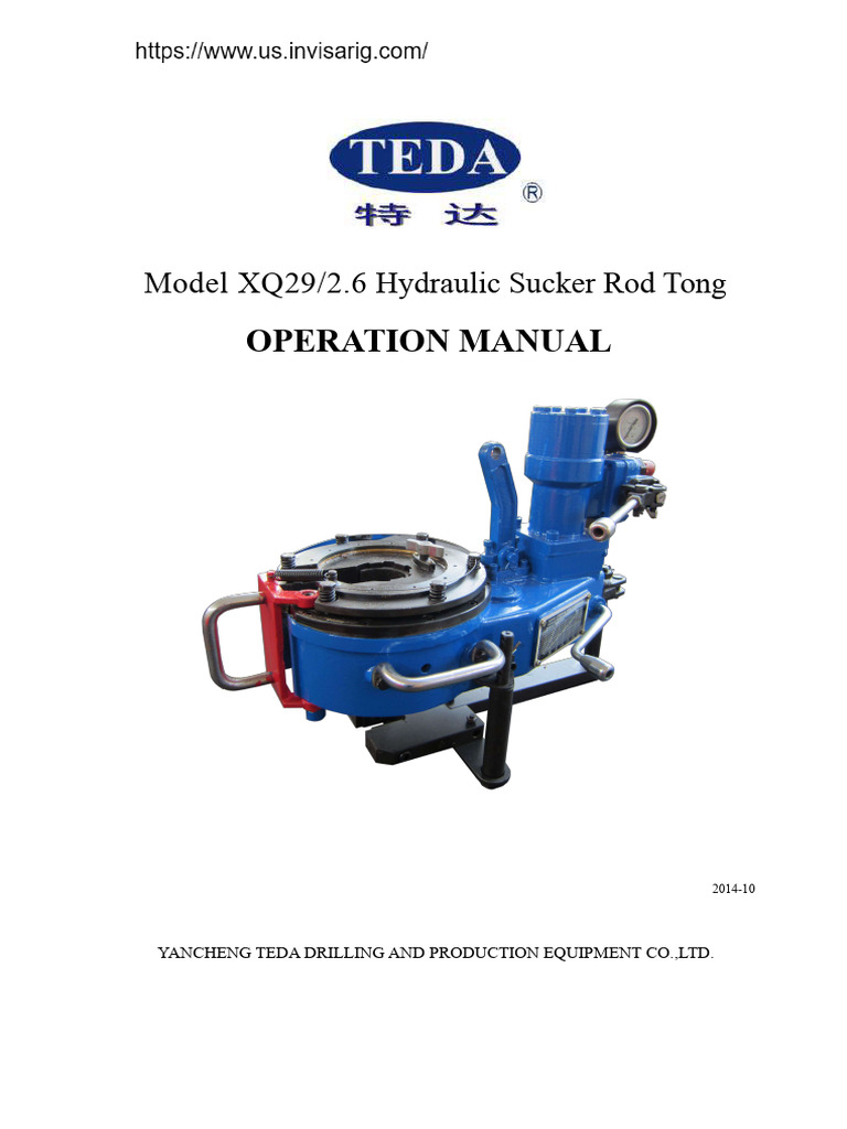 Hydraulic Sucker Rod Tong XQ29 2.6 | PDF | Manual Transmission | Gear