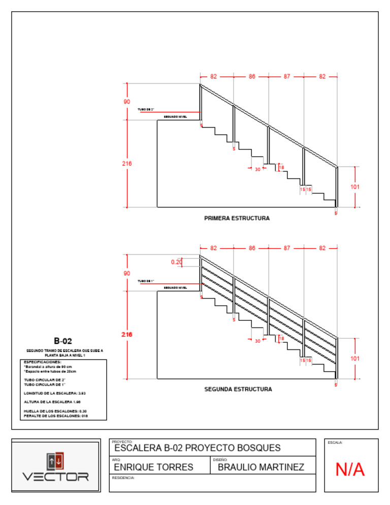 Barandal B-02 | PDF | Escalera | Elementos arquitectónicos