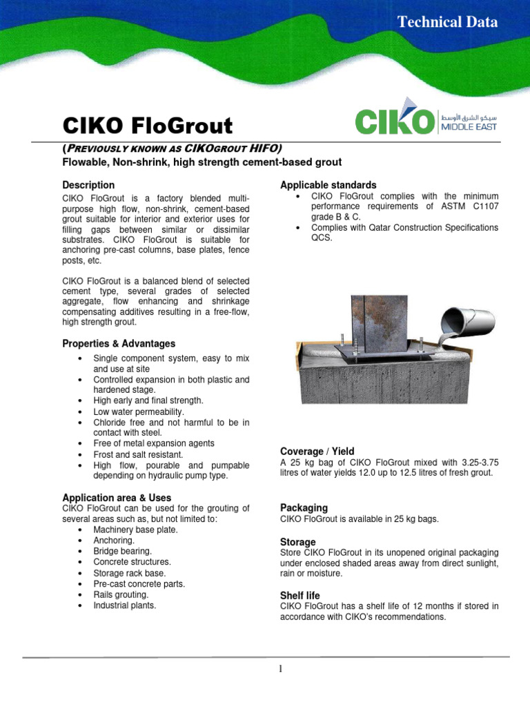 CIKO FloGrout | PDF | Concrete | Secondary Sector Of The Economy