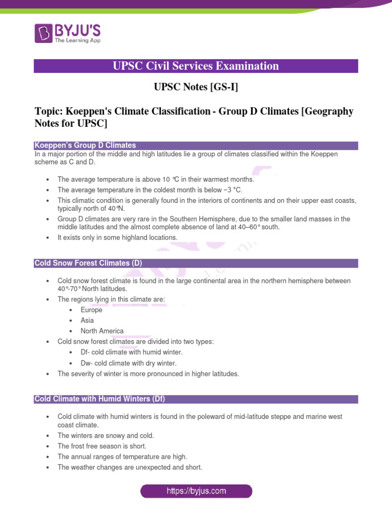 Koeppens-Climate-Classification-Group-D-Climates-Geography-Notes-for ...
