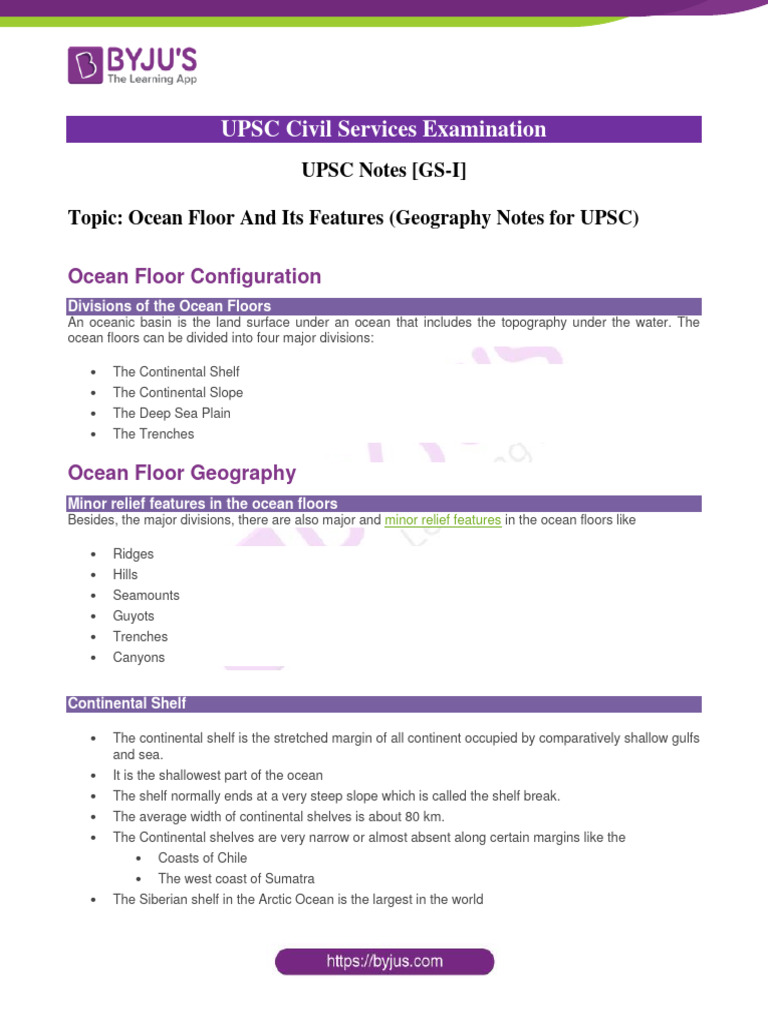 Ocean-Floor-And-Its-Features-Geography-Notes-for-UPSC | PDF
