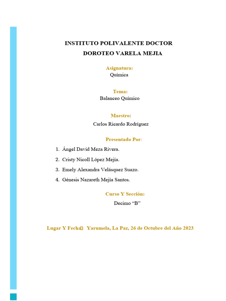 INFORME DE LABORATORIO DECIMO B | PDF | Ácido clorhídrico | Estequiometría