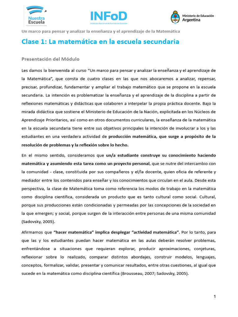 AMS01. Clase1 | PDF | Enseñando | Matemáticas