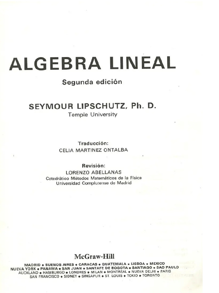 ALGEBRA LINEAL (SCHAUM) Lipschotz | PDF