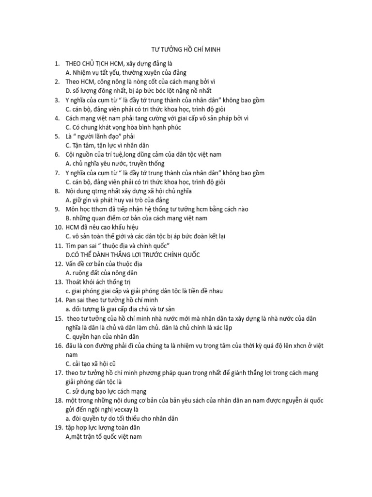 TƯ TƯ NG H CHÍ MINH (Key) | PDF
