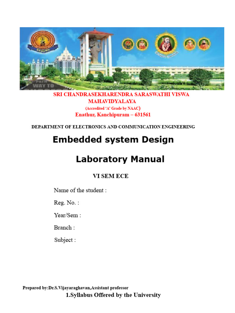 Dr.S.Vijayaraghavan Embedded Systems Design Lab | PDF | Analog To Digital Converter | Digital To ...