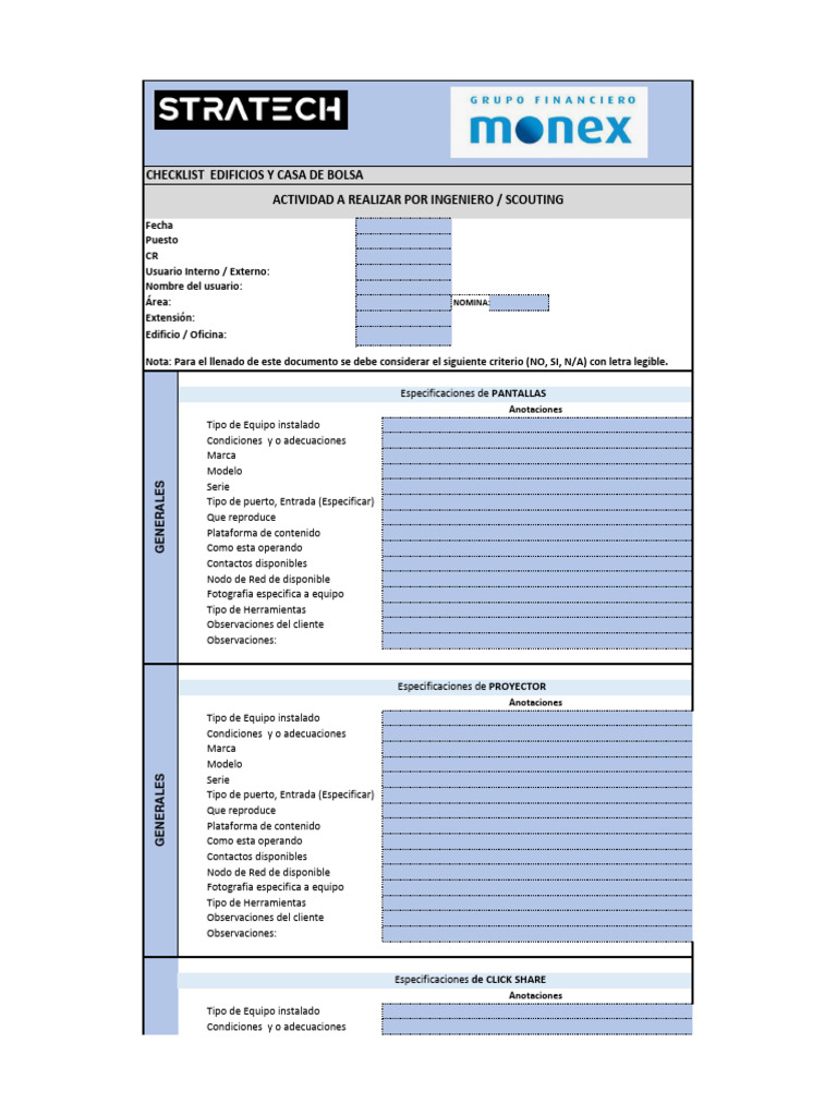 Checklist para Equipos en Edificios | PDF | Informática | Software