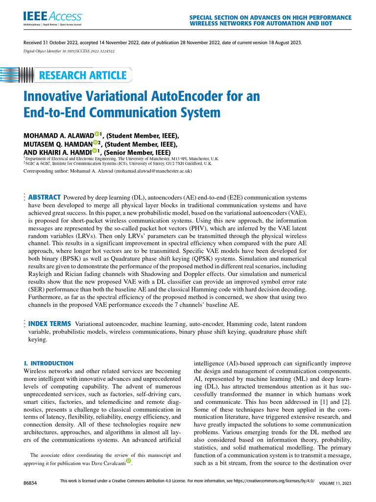 Innovative Variational Autoencoder For An End To End Communication 