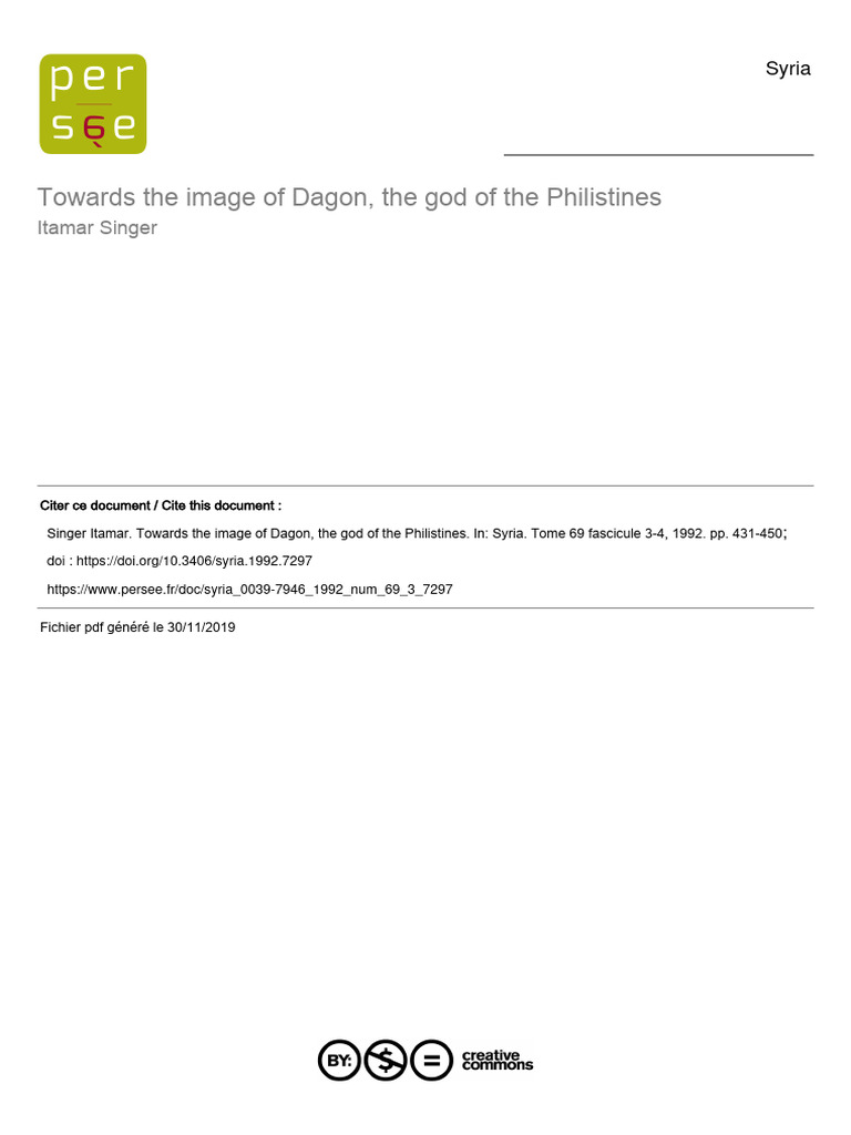Towards The Image of Dagon, The God of The Philistines | PDF ...