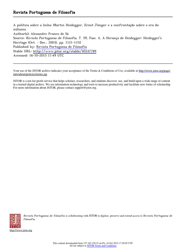 Alexandre Franco de Sá | PDF | Liberdade | Martin Heidegger