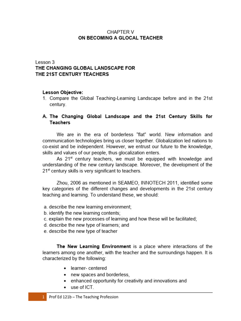 Chapter 6 Lesson 3 THE CHANGING GLOBAL LANDSCAPE FOR | PDF | Learning ...