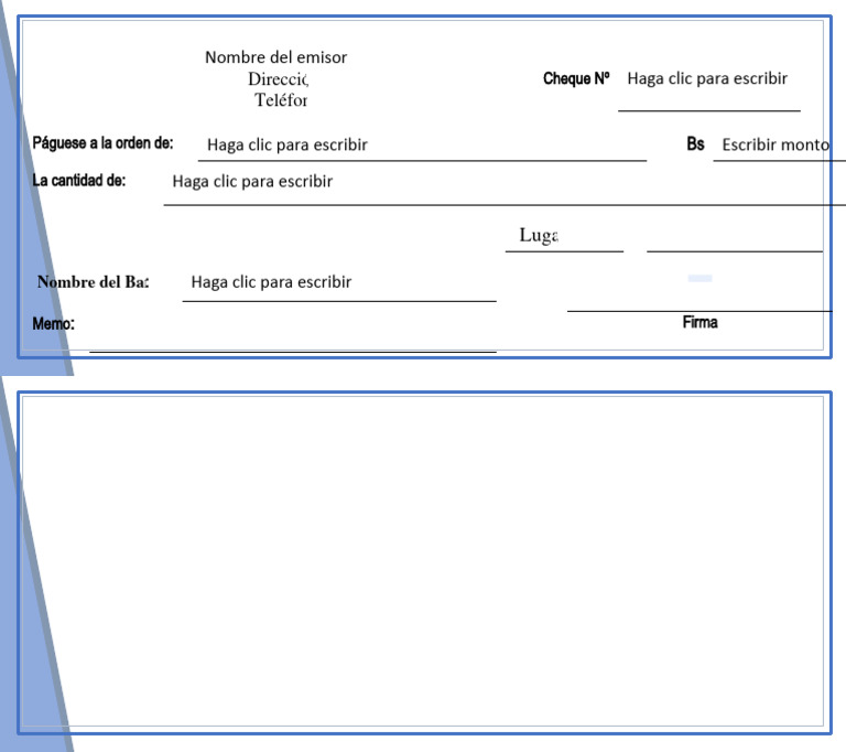 Formato de Cheque para Llenar en Word | PDF