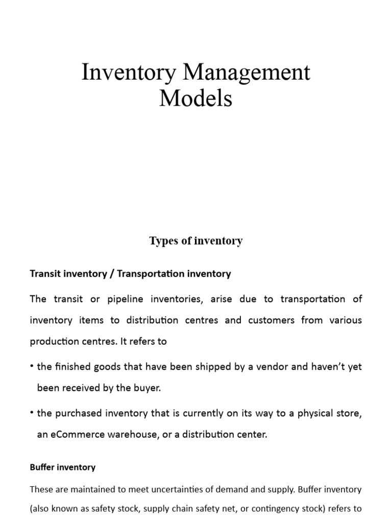 Inventory Management | PDF | Inventory | Cost