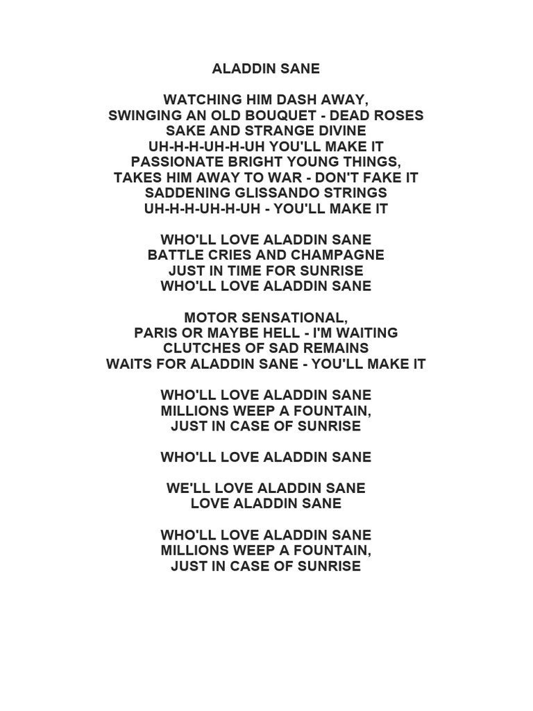 Aladdin Sane: Lyrics and Themes | PDF | Art | Poetry