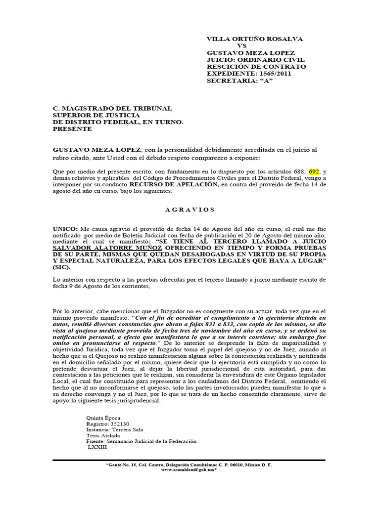 Formato Apelación | PDF | Caso de ley | Sentencia (ley)